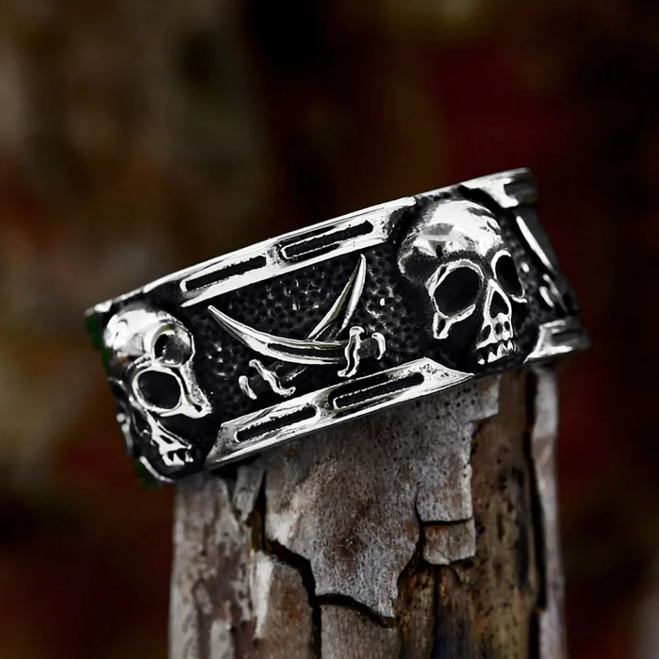 Punk-Vintage-Skull-Pirate-Ring-Hip-Hop-Biker-316L-Stainless-Steel ...