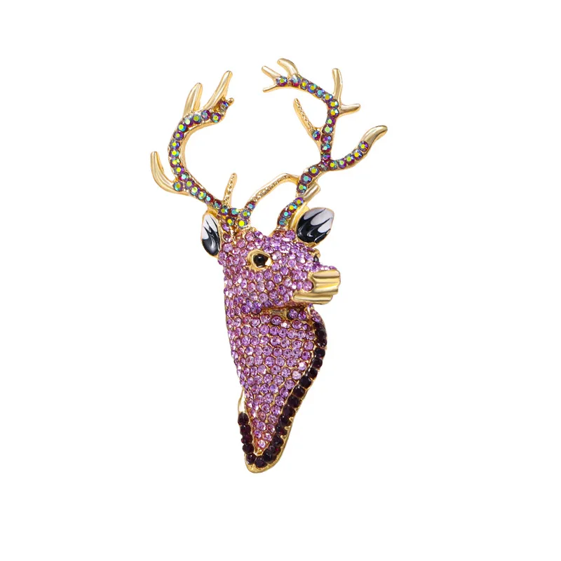 Christmas-shiny-crystal-brooch-all-rhinestone-oversized-deer-head-pin ...