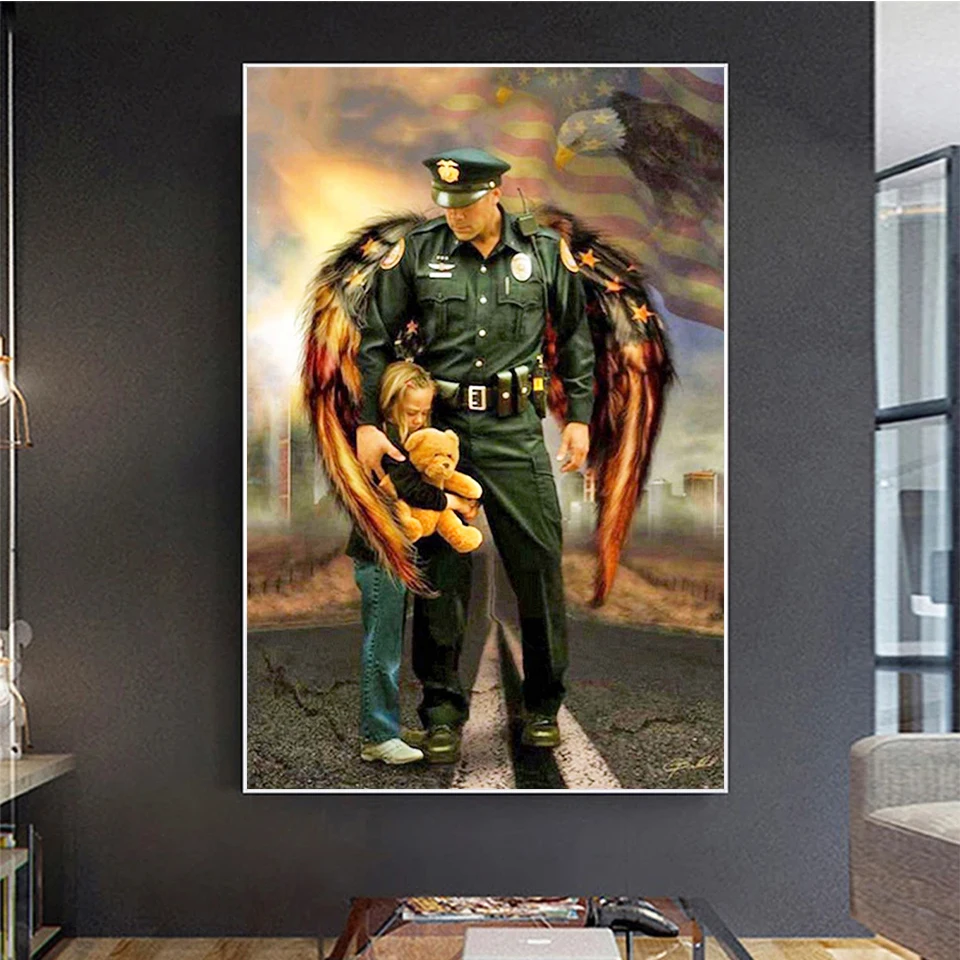 DIY-5D-Diamond-Painting-Police-and-Children-Full-Diamond-Embroidery-The ...