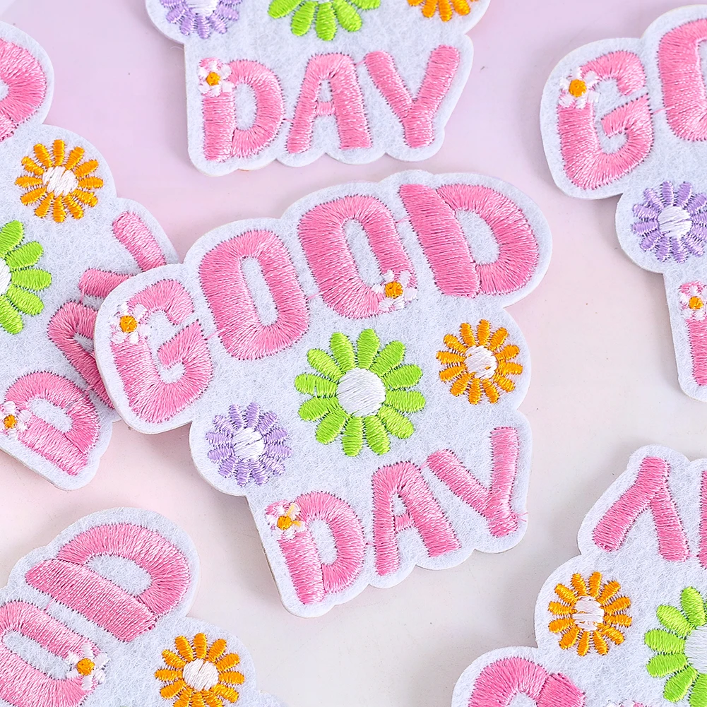 Good-Day-Patches-Cute-Funky-Pink-Cartoon-Gaiety-Letters-Emblem-Embroidered-Cloth-Stickers ...