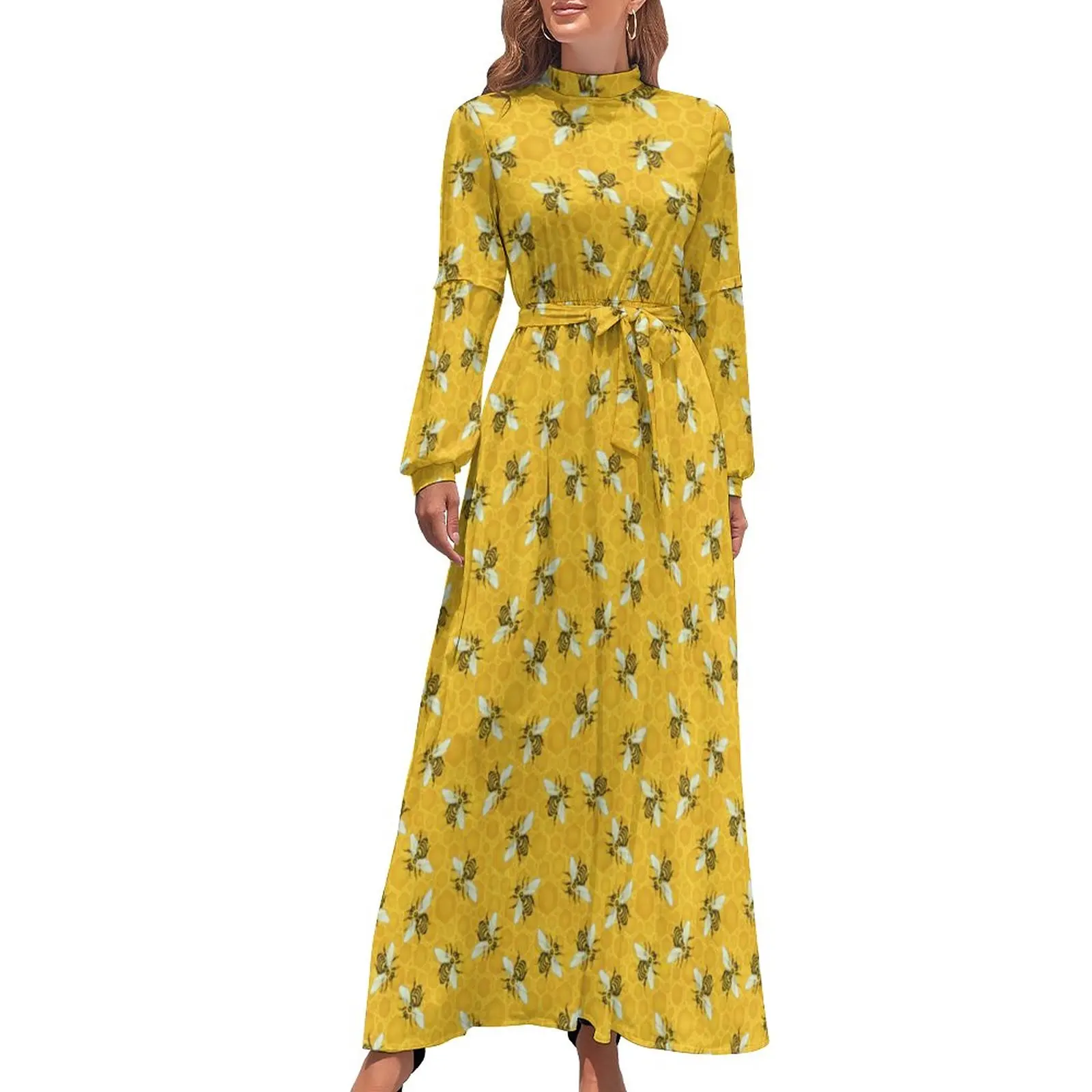 Long sleeve maxi dress bee honeycomb - munimoro.gob.pe