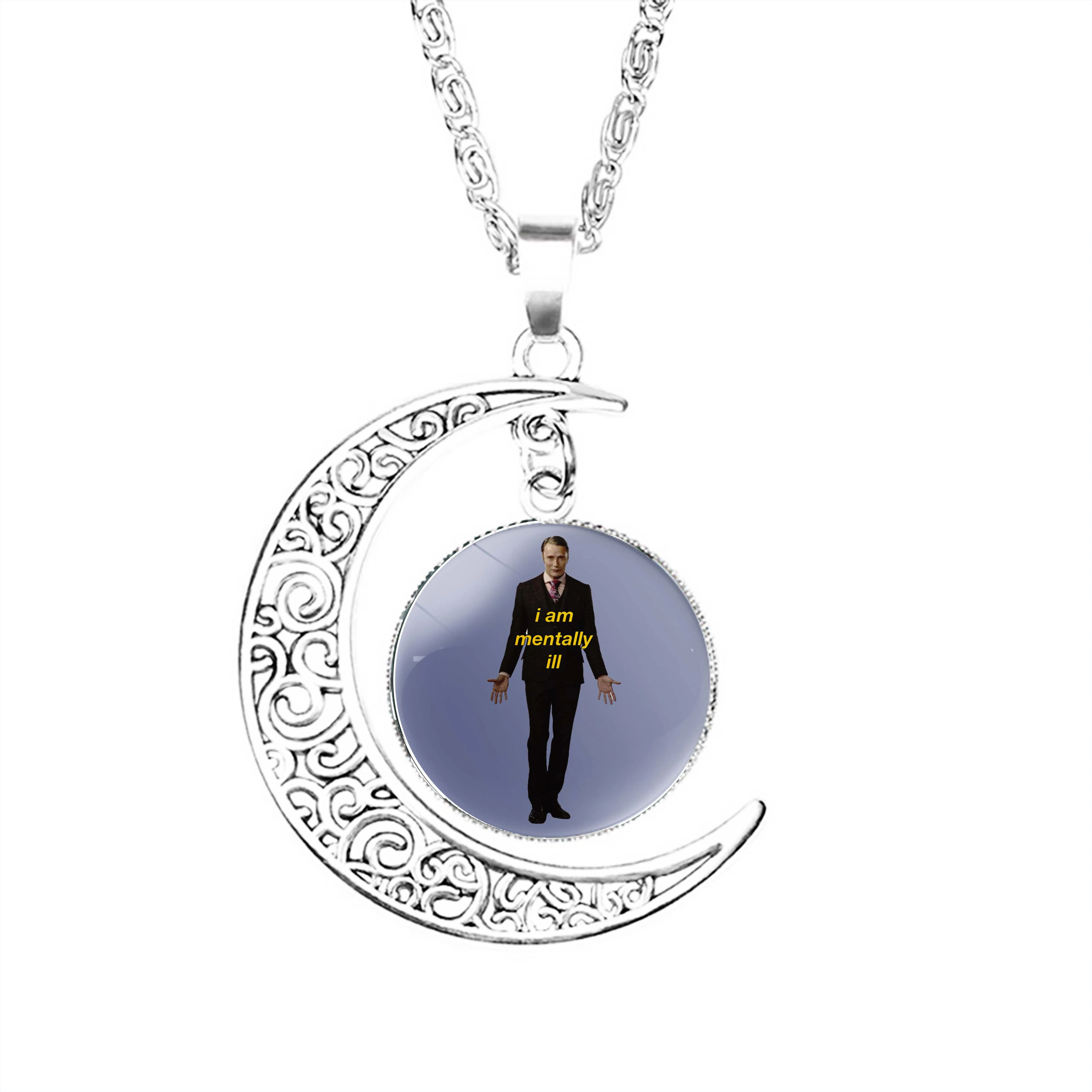 Hannibal-I-Am-Mentally-Ill-Moon-Necklace-Boy-Pendant-Dome-Crescent ...