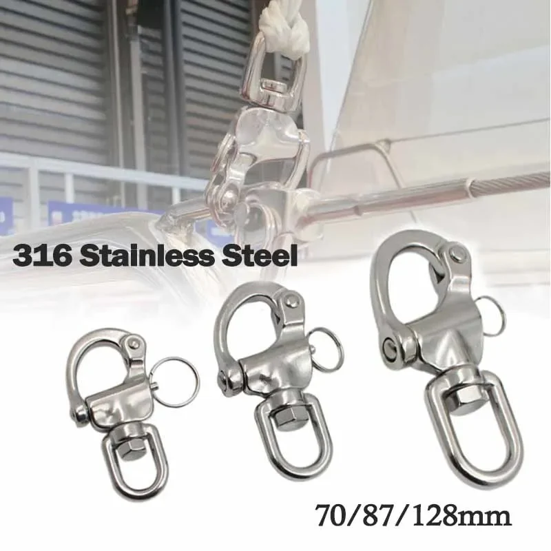 2pcs 70mm/87mm/128mm Marine 316 Stainless Steel Swivel Shackle Quick ...