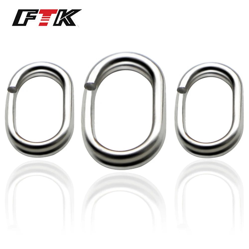 FTK-50Pcs-Split-Rings-Fishing-Snap-Stainless-Steel-Oval-Split-Rings-Hooked-Snap-Fishing-Lure ...