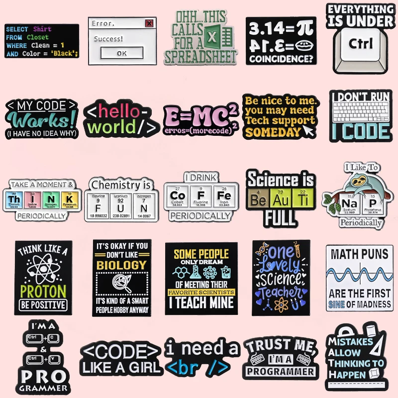 Creative-Code-E-MC-Enamel-Pins-Programmer-Keyboard-Chemistry-Periodic ...