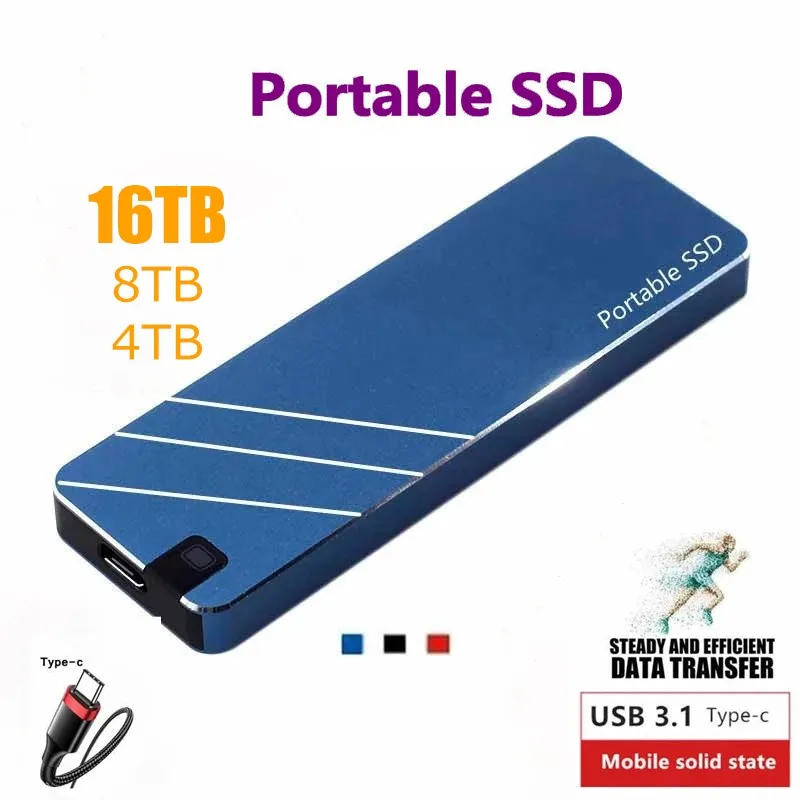 Portable SSD Solid State Drive 500GB 1TB External Hard Drive USB 3.1 ...