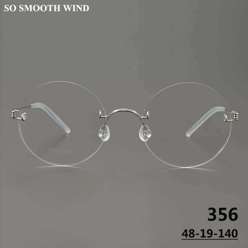 Denmark-Brand-Rimless-Round-Glasses-Frame-356-Ultralight-Men-Screwless ...