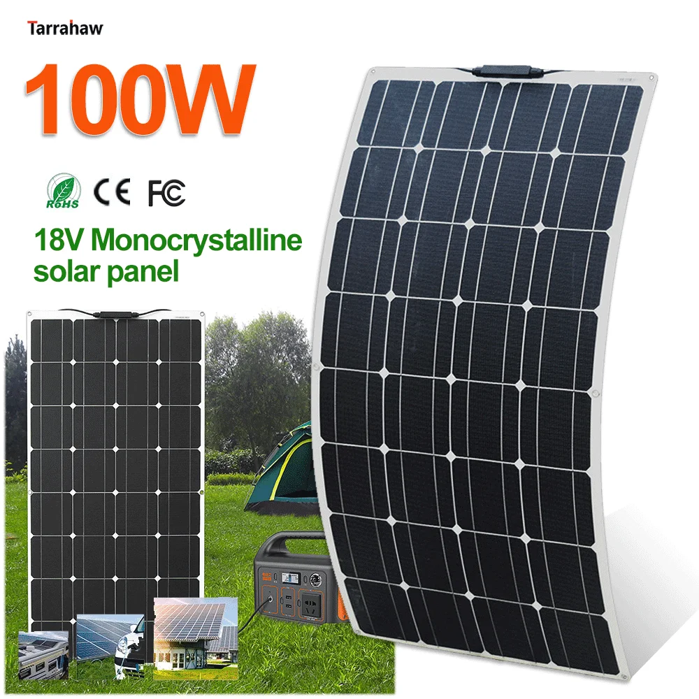 Painel-solar-100w-placa-fotovoltaica-do-pv-da-pilha-de-400w-12-24v-gera ...