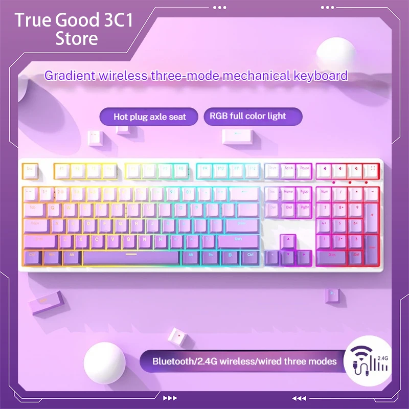 Custom-108-Key-Wireless-Bluetooth-Tri-mode-Mechanical-Keyboard-Gradual ...