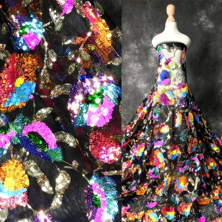 1meter price Transparent Color Crystal Sequins Cluster Flower Shiny ...