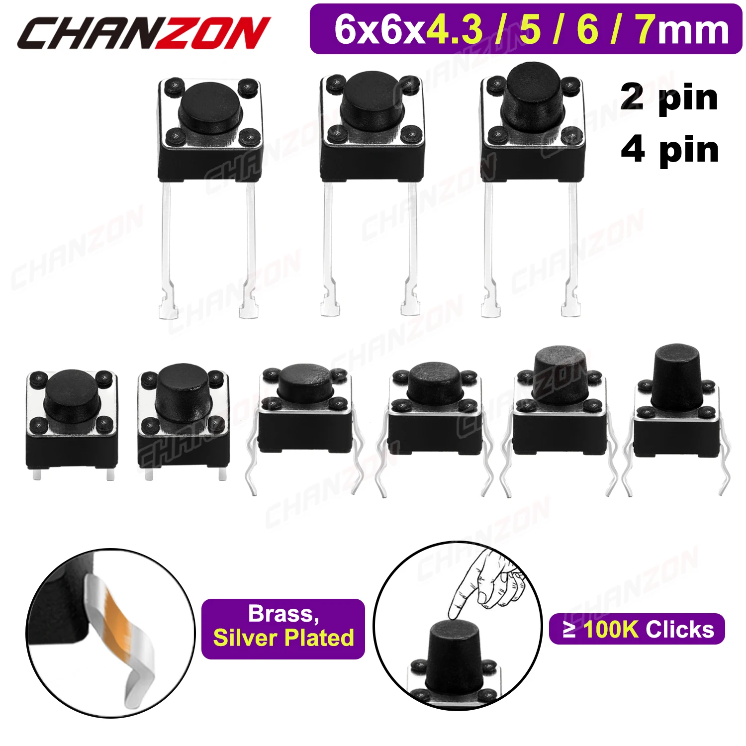 6x6mm X 4 3 5 6 7 Mm 2 4pin 