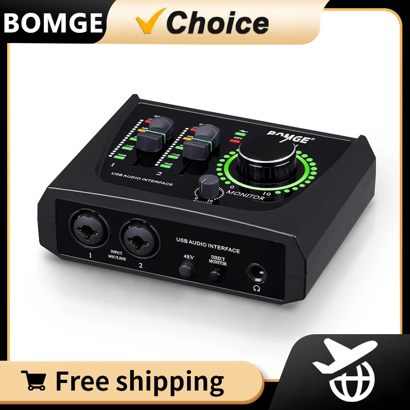 BOMGE-mini-2-Channel-USB-Audio-Interface-sound-card-Recording-Streaming-and-Podcasting-with-XLR ...