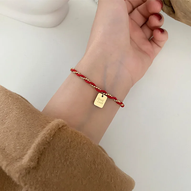 Ramos-Ethnic-Titanium-Stainless-Steel-Red-Rope-Chain-Bracelets-Trendy ...
