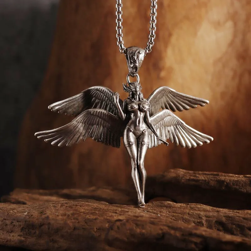Exquisite-Four-Winged-Angel-Pendant-Ladies-Angel-Necklace-Couple-Men ...