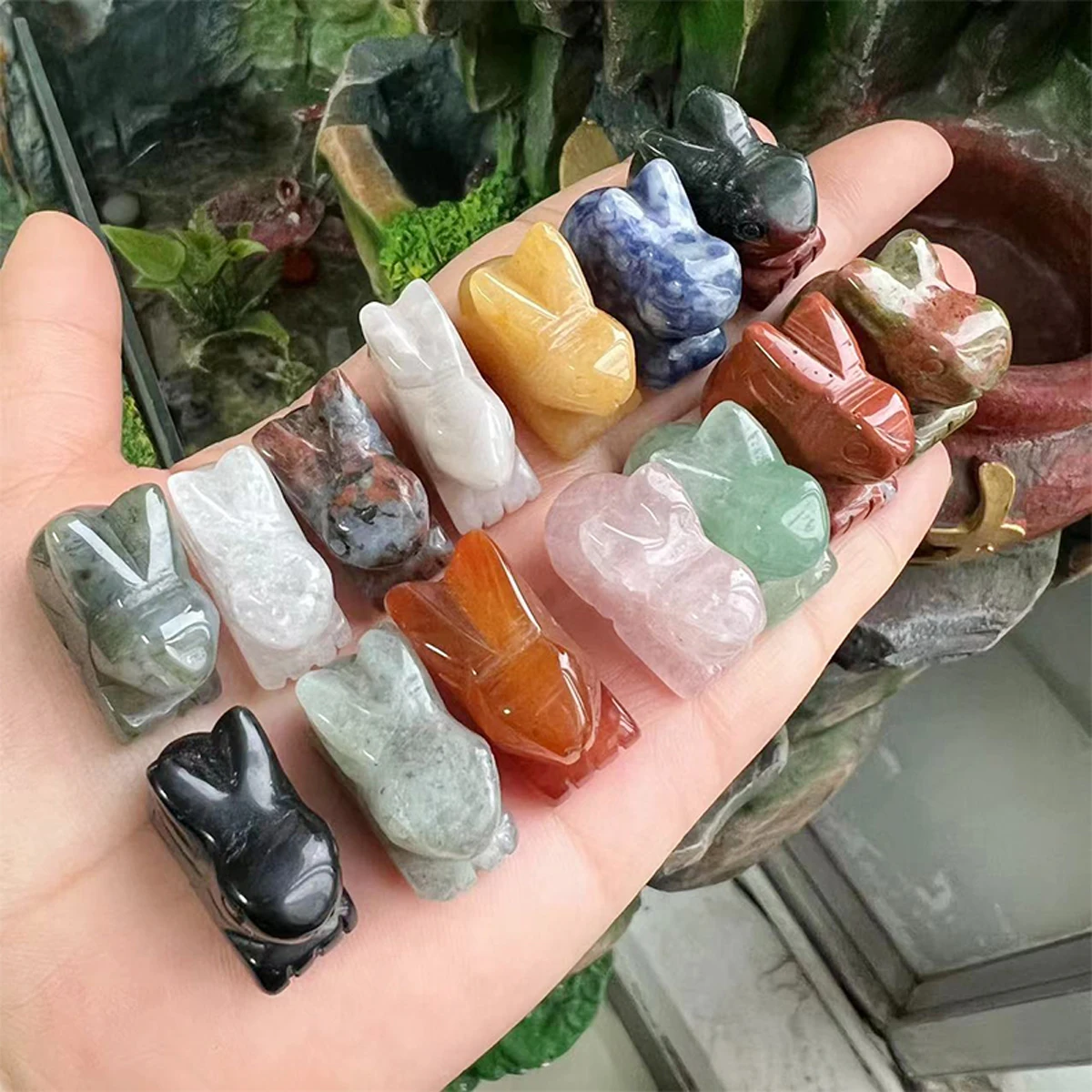 Rabbit-Statue-Natural-Stones-Animal-Ornament-Rose-Quartz-Jade-Reiki ...