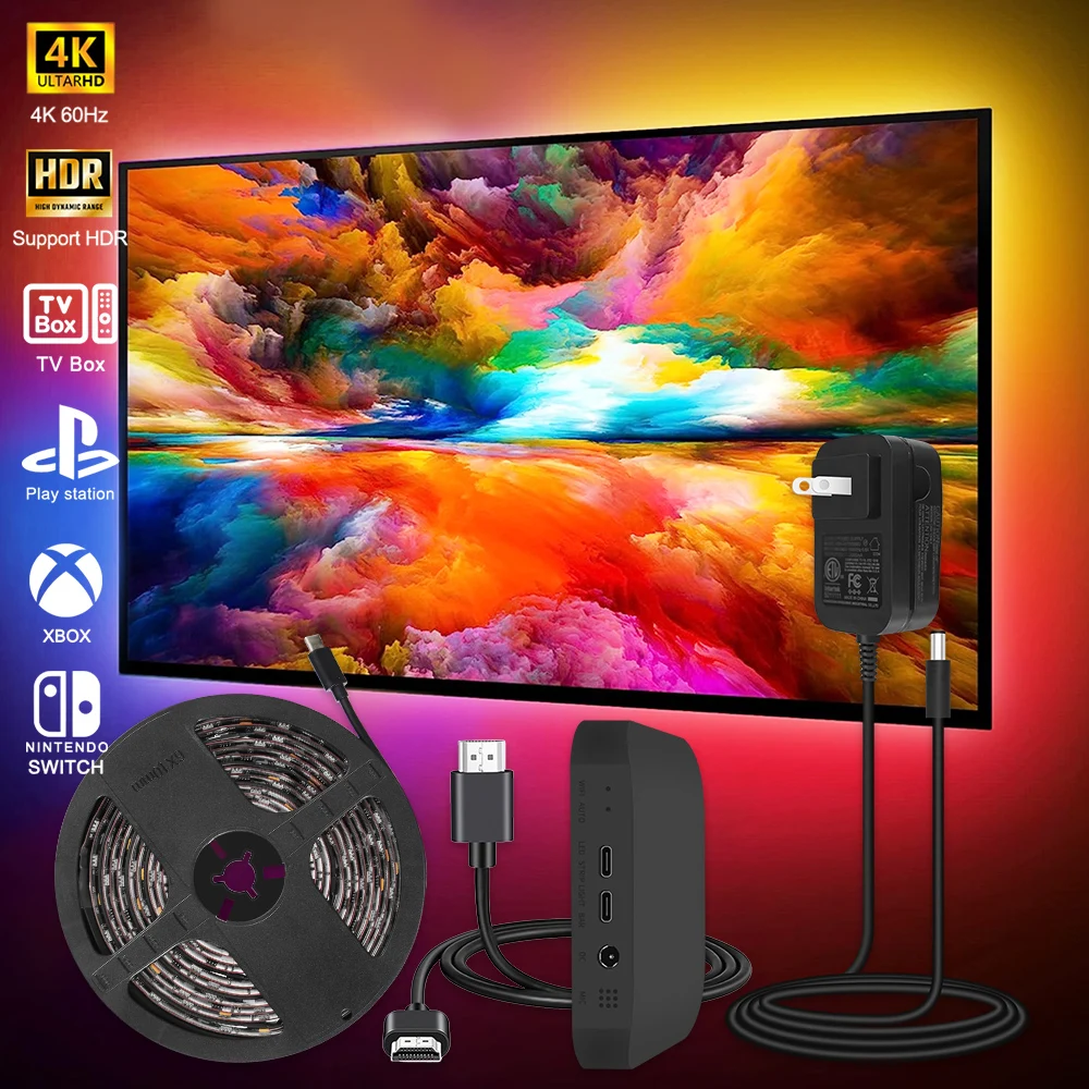 LED Strip Light Kit para TV Set-top Box, Backlight Sync Box, RGB Led ...