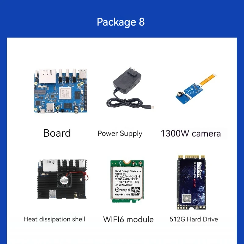 Orange Pi 5 Plus Single Board Computer RK3588 PCIE Module External WiFi-BT SSD 8K Orange Pi5 ...
