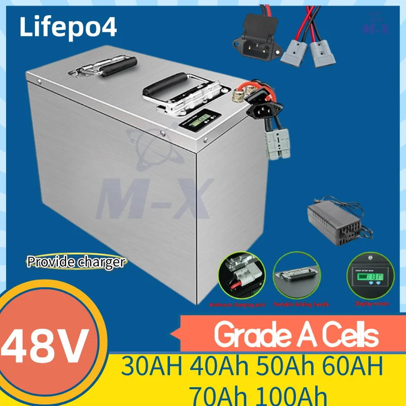 A 48V lifepo4 battery 50Ah 60AH 40AH 30Ah 70Ah 100Ah with BMS for Three ...