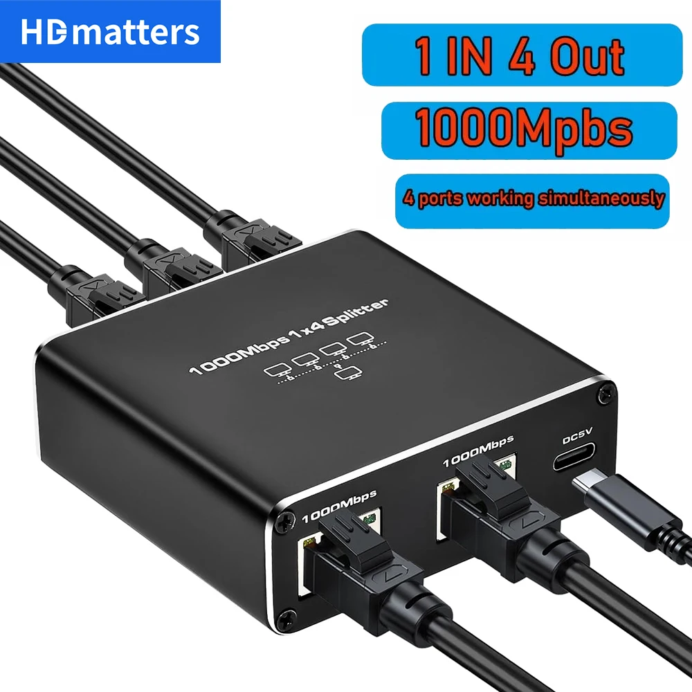 Network RJ45 Splitter Connector Adapter 1 to 4 Way Lan Ethernet ...