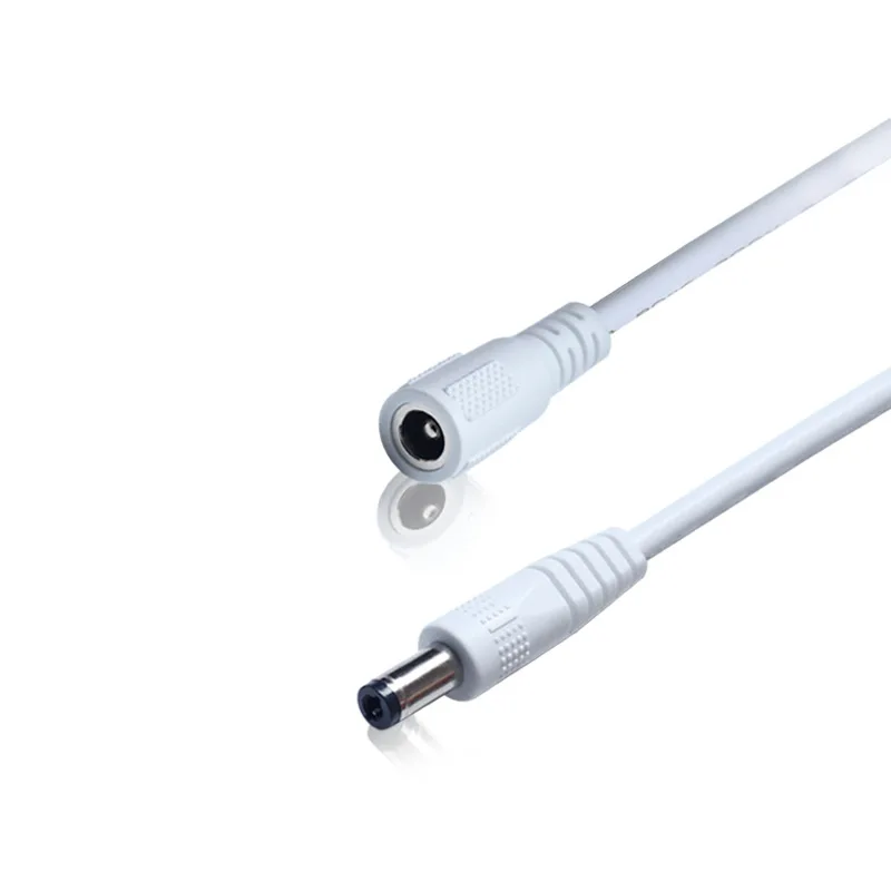 White-DC-5-5-2-1-MM-Plug-Male-To-Female-Extension-Connector-Cord-CCTV ...