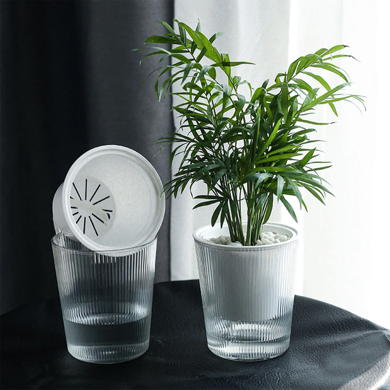 Lazy-Flower-Pot-Automatic-Water-Absorbing-Flowerpot-Transparent-Plastic ...