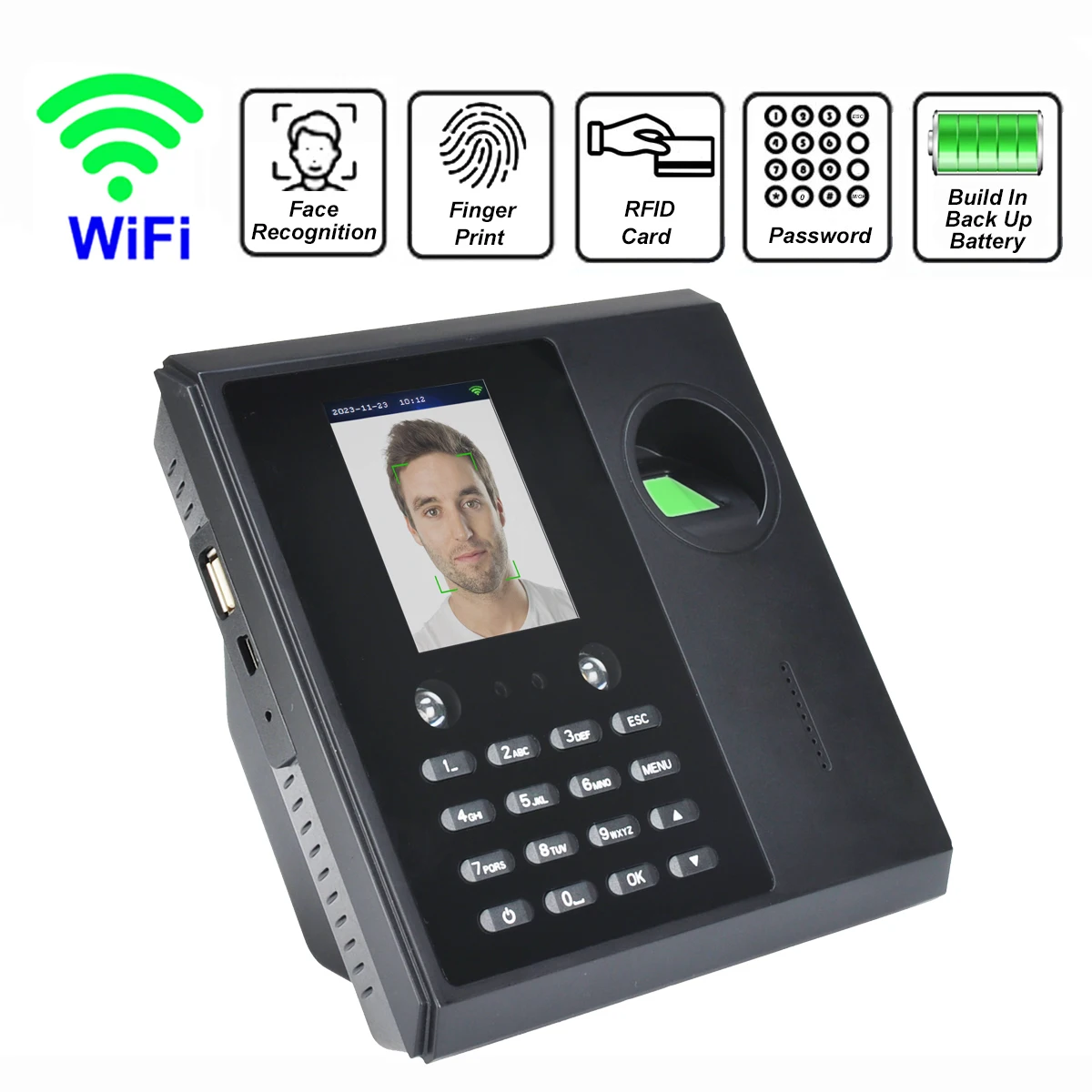 WiFi-2000mAh-Battery-Facial-Face-Time-and-Attendance-Machine-System ...