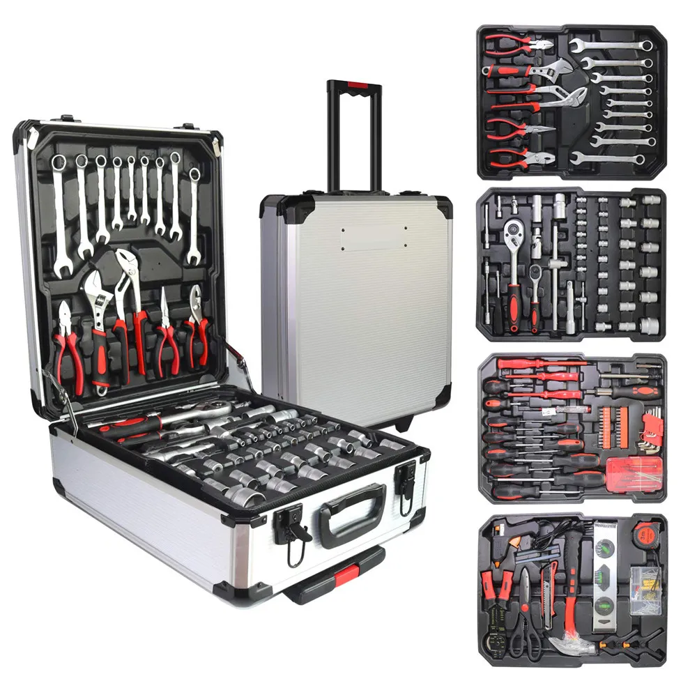 399pcs Aluminum Trolley Case Tool Set Silver House Repair Kit Set ...