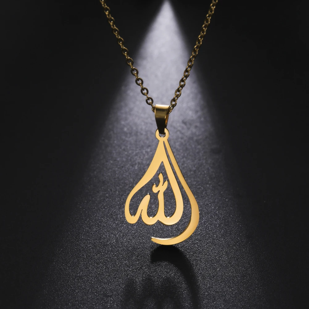 Amaxer Arabic God Allah Pendant Necklaces Gold Color Stainless Steel ...