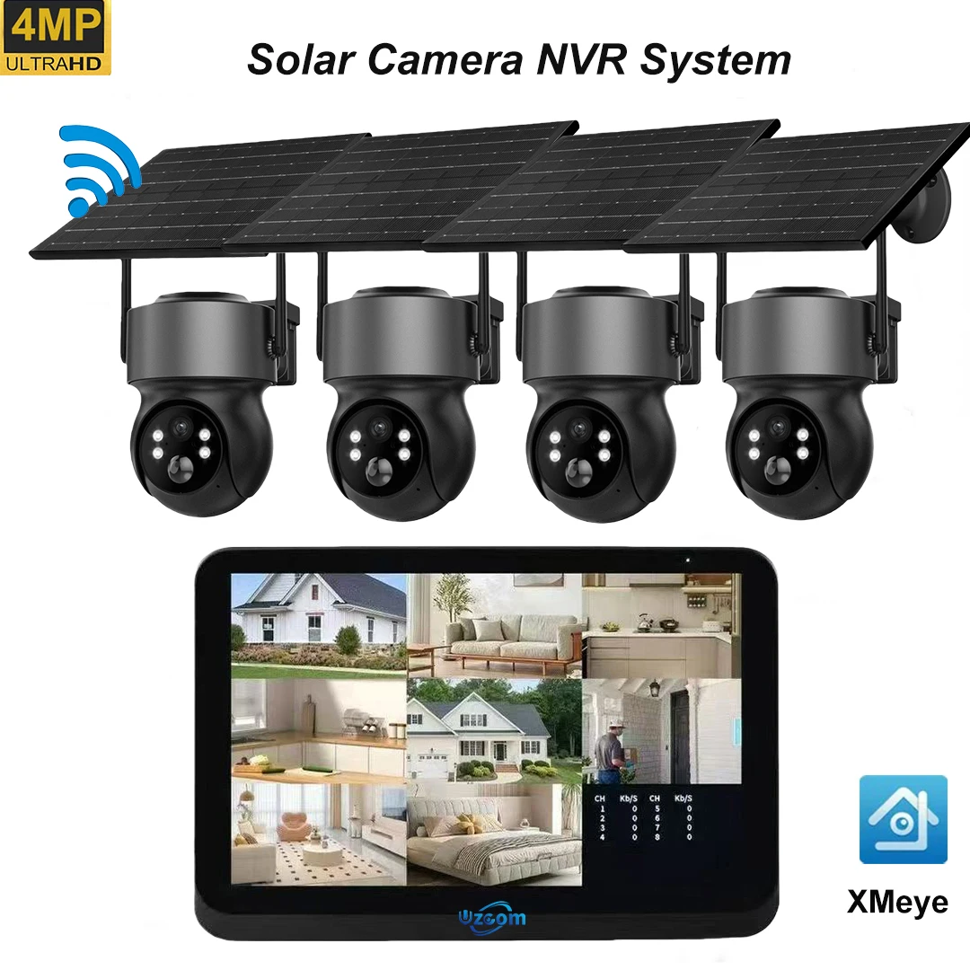 Uzoom 8CH NVR Wireless Security System with 7-Inch Screen Wifi Solar ...