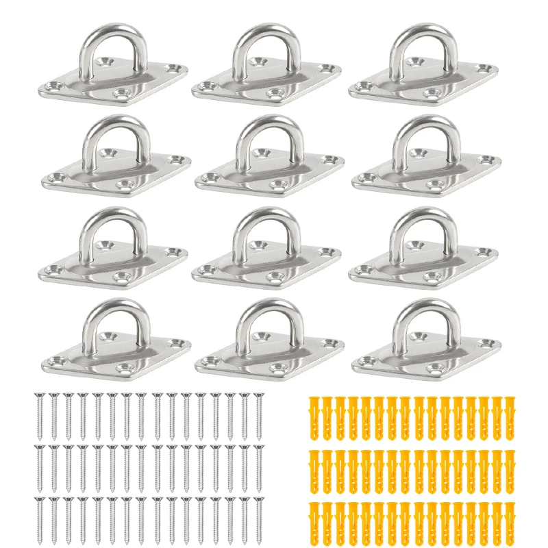 4-10-12Pcs-Staple-Ring-wall-Hook-Heavy-Duty-Fixed-Pad-Eye-Plate-Anchor ...