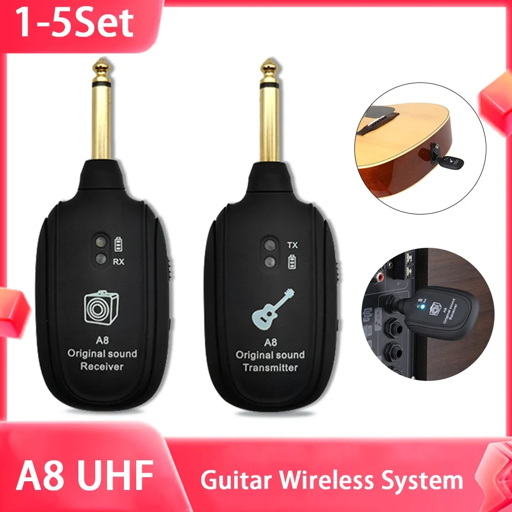 A8-UHF-Guitar-Wireless-System-Guitar-Pickup-Audio-Transmitter-Receiver ...