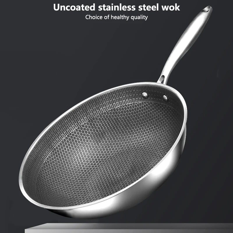 32cm Kitchen Wok Frying Pan 7-layer stainless Steel For Electric Induc ...