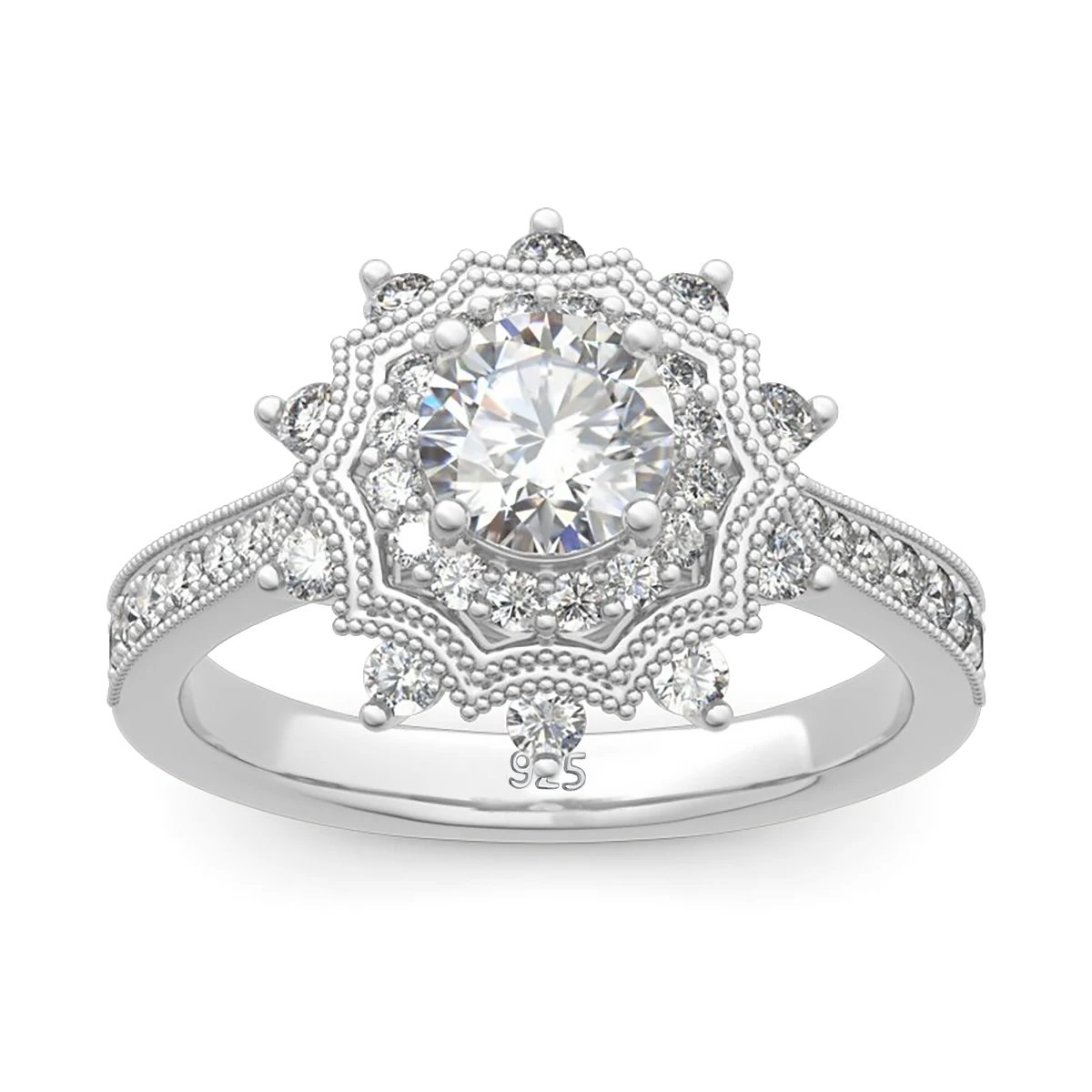 Madison Audury Snowflake Moissanite Rings for Women GRA Lab Diamond 925 ...