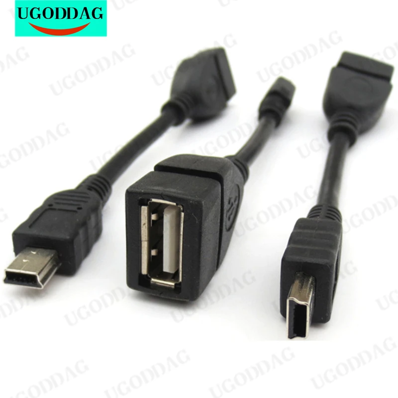 USB-A-Female-to-Mini-USB-B-Male-Cable-Straight-Right-Elbow-Adapter-5P ...