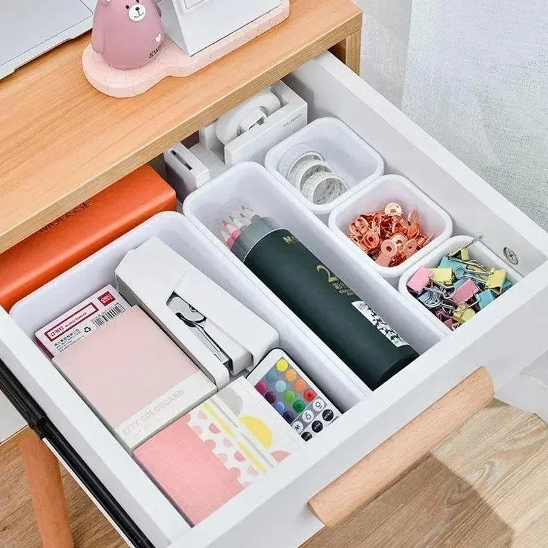 Plastic-Box-Multifunctional-Stationery-Rack-8-piece-Set-Sundry-Storage ...