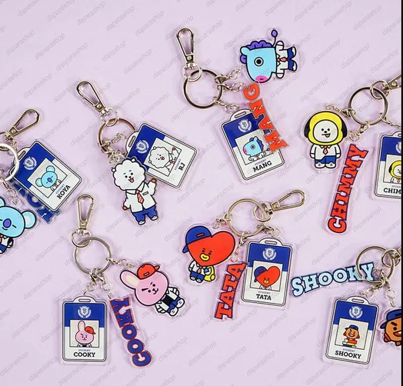 Bt21 Key Ring Bts Anime Periphery Rj Chimmy Acrylic Keychain Cartoon ...