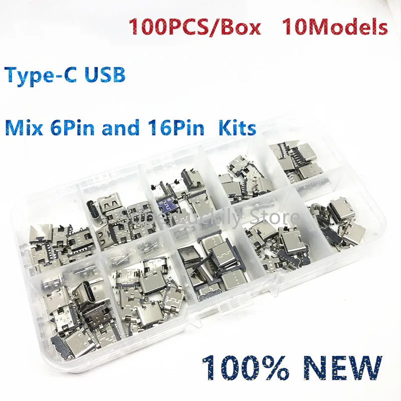100PCS/Box 100%NEW 10Models Type-C USB Charging Dock Connectors Mix ...