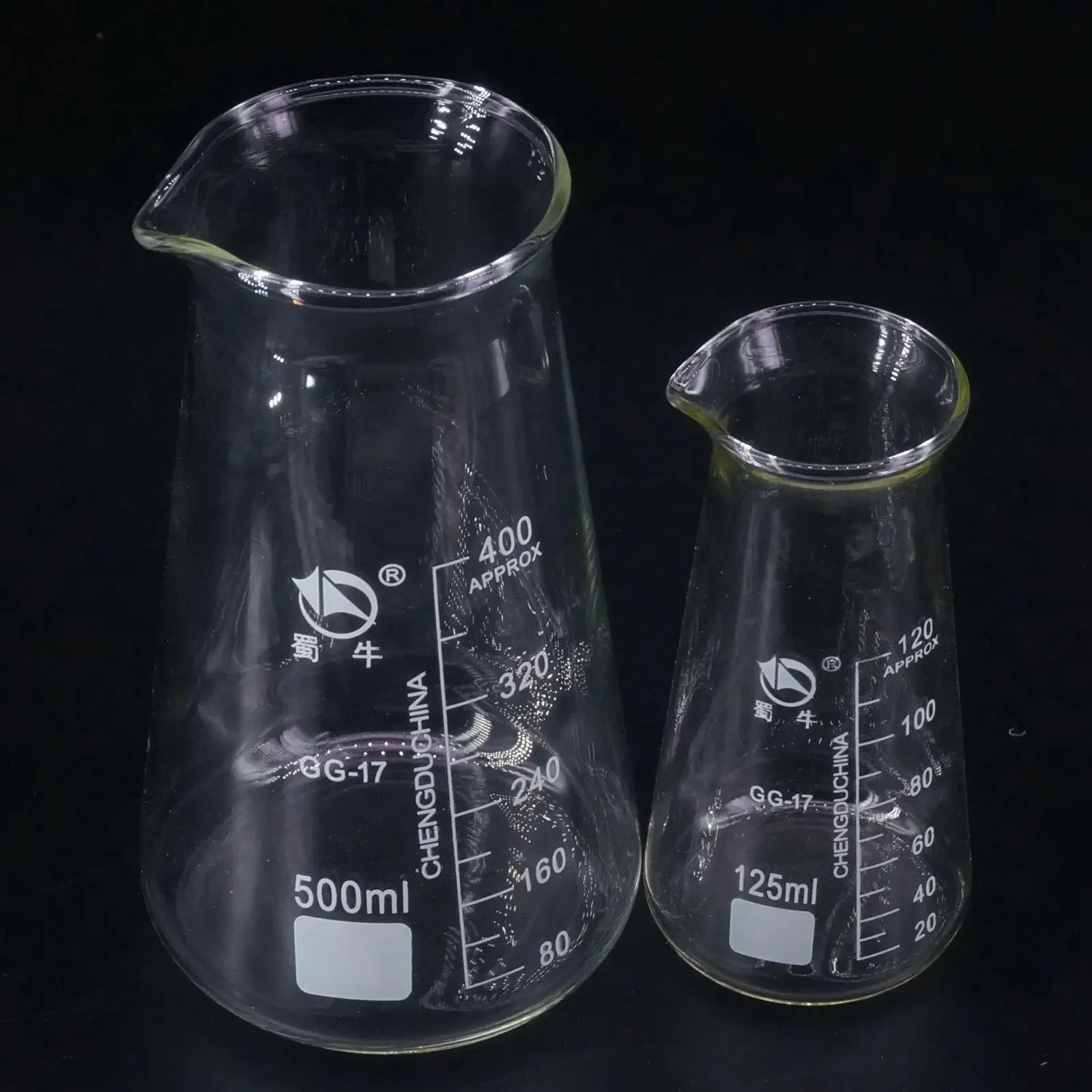 125ml-250ml-500ml-Lab-Boro-GG17-Glass-Conical-Beaker-With-Three-corner ...