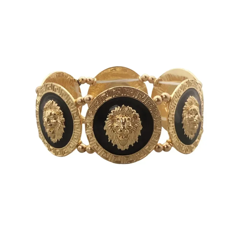 2023-High-Quality-Alloy-Lion-Head-Braided-Bracelet-with-Oil-Dripping ...