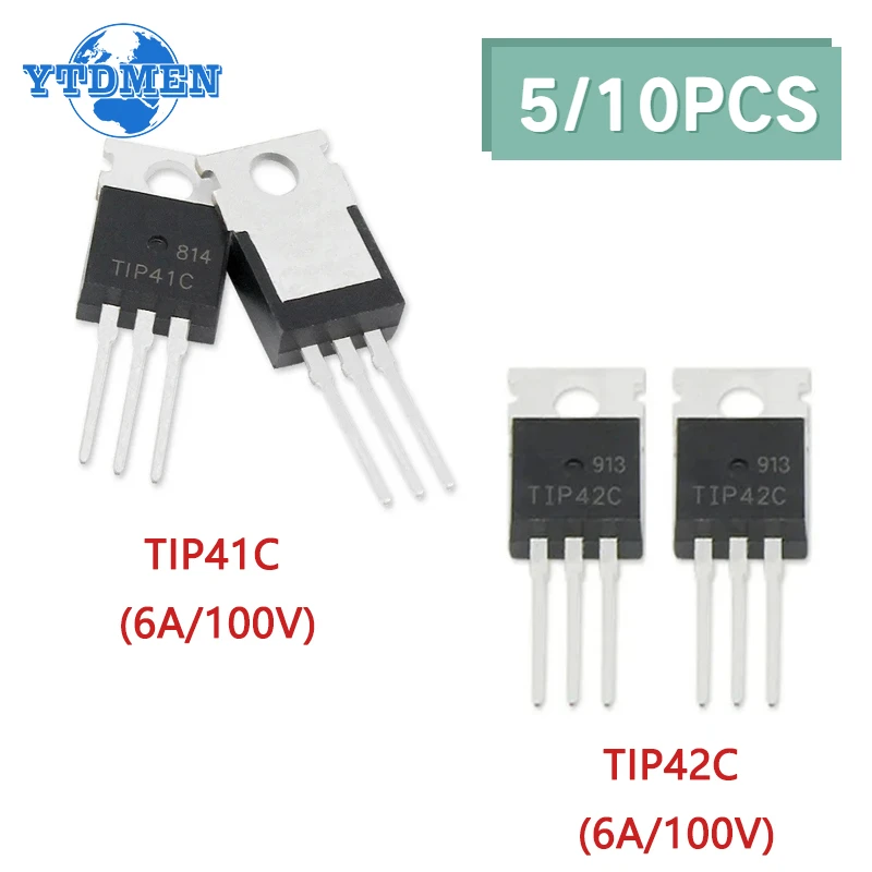 5-10PCS-TO-220-Transistor-TIP41C-TIP42C-100V-6A-NPN-Transistores-TIP41 ...