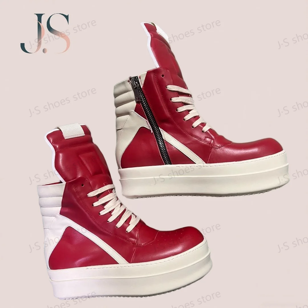 R-o Classic Men Shoe Women Sneaker Red Leather Ankle Boot High Top ...