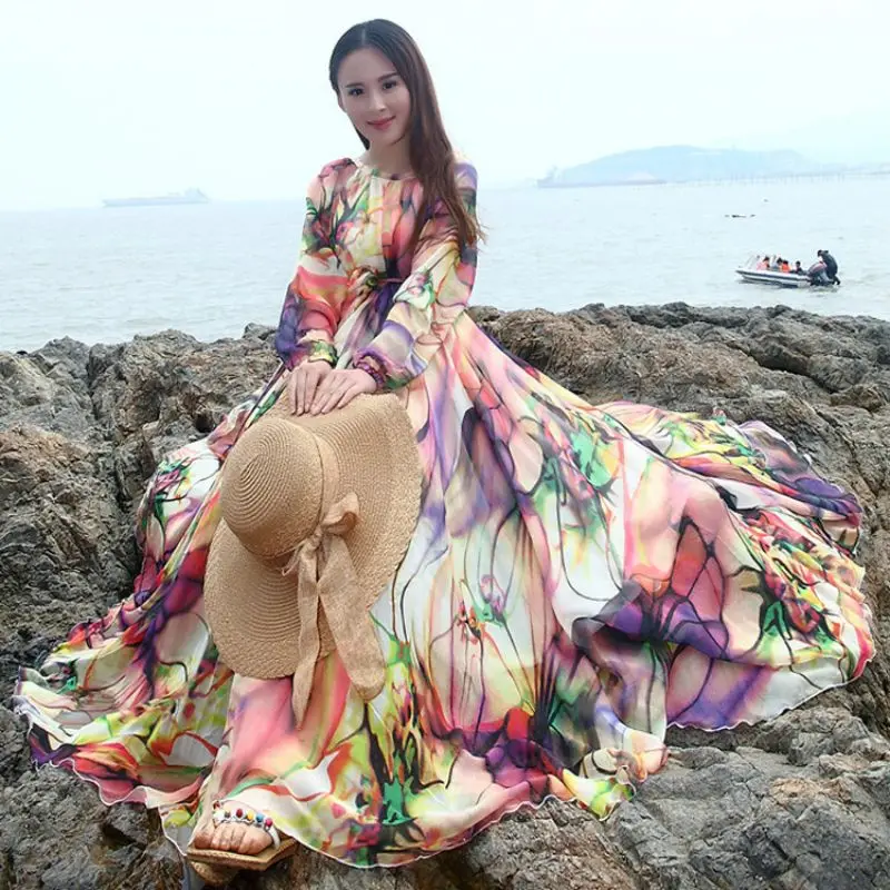 Summer Beach Holiday Travel Maxi Dress Bohemian Maternity Photo Shoot ...