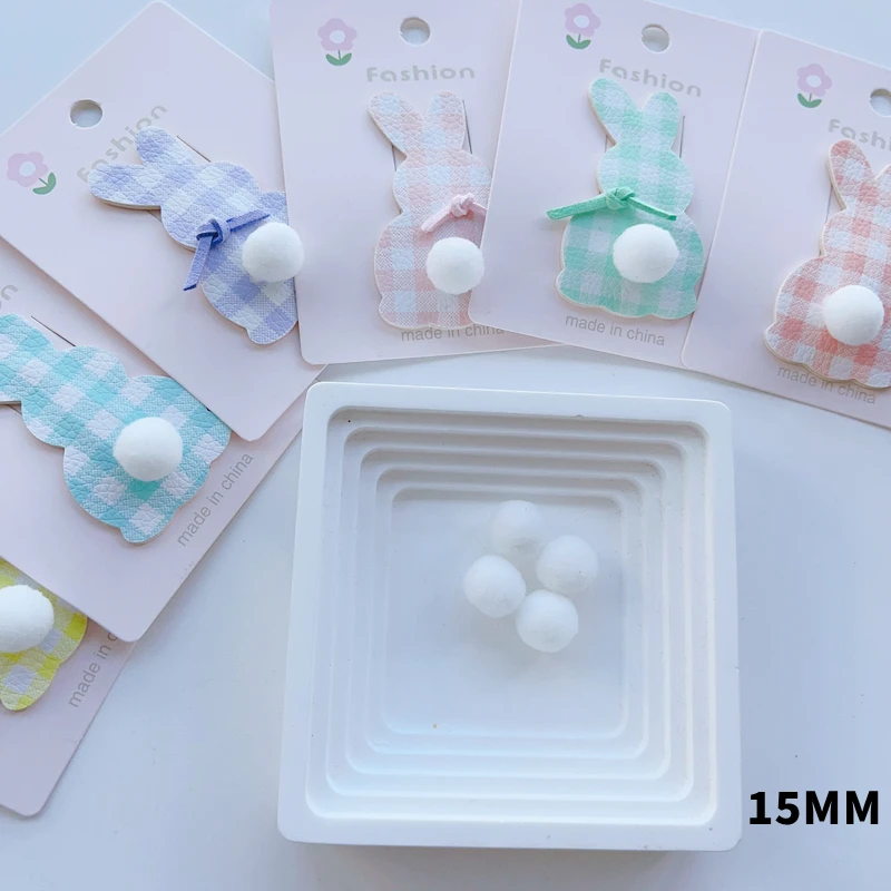 New Rainbow 15MM White Puffball Embellishments For DIY Hairclips ...