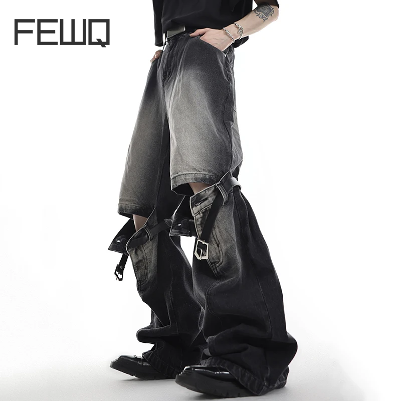 FEWQ-pantalones-vaqueros-Micro-acampanados-empalmados-para-hombre-Jeans ...