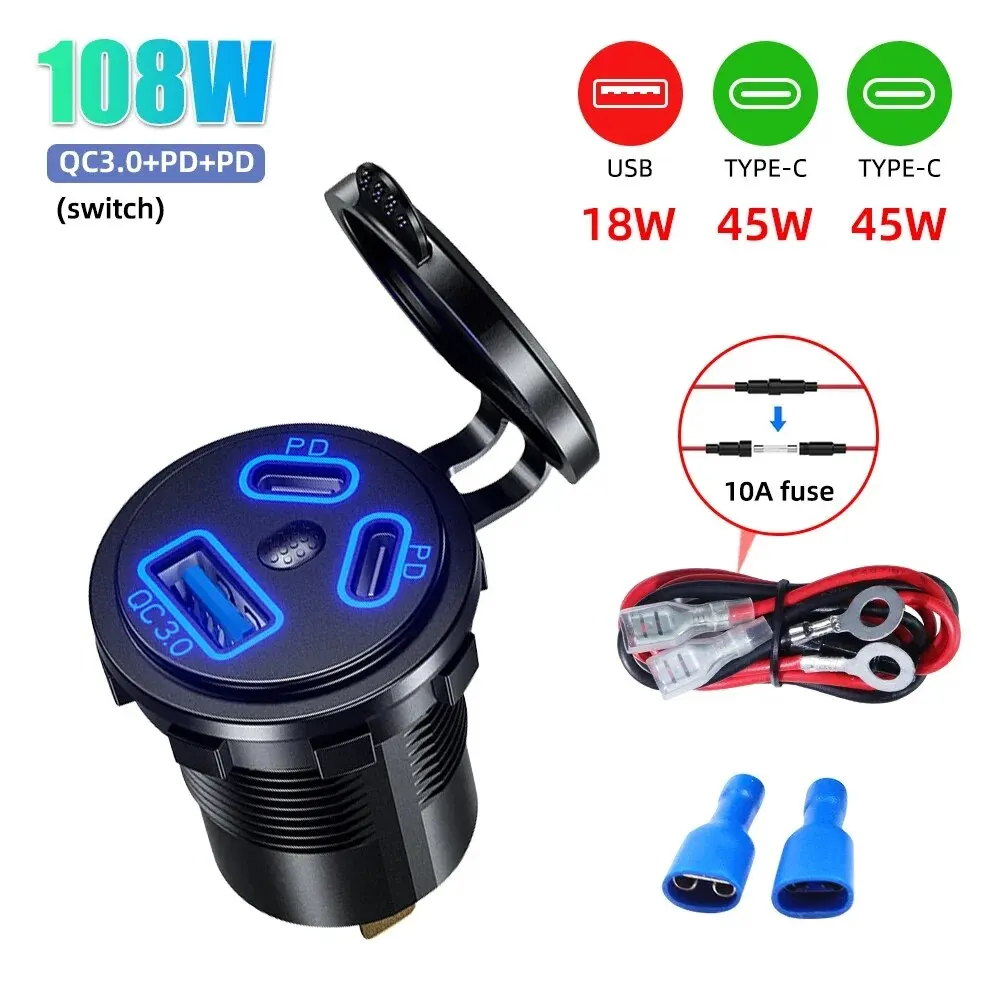 12V-24V-USB-Outlet-108W-3-Port-Dual-PD-45W-USB-C-Car-Charger-Socket-and.jpg