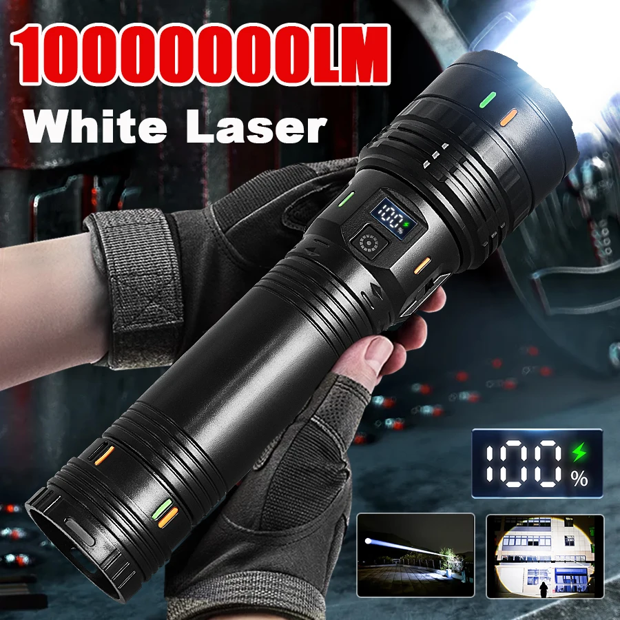 Super High Power LED Flashlight 10000000LM Rechargeable Torch Light For ...