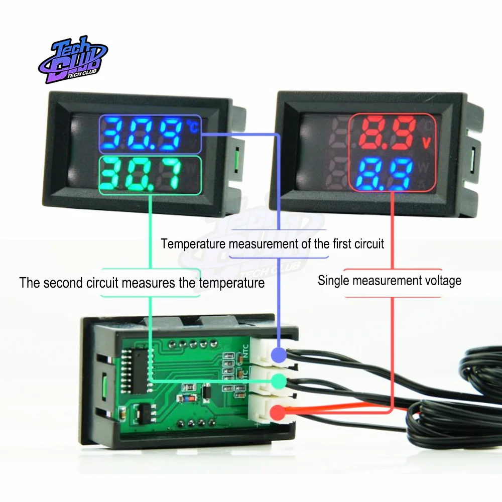 DC 4-28V 5V 12V 0.28 inch LED Display Dual Voltmeter Digital ...
