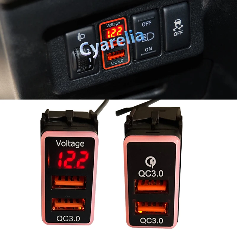 Car Charger QC3.0 USB Interface Socket with Voltage Display For Nissan ...