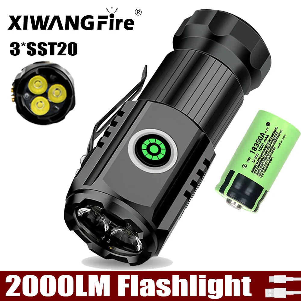 2000LM-Powerful-Portable-Mini-LED-Flashlight-3LED-Ultra-Strong-Light ...