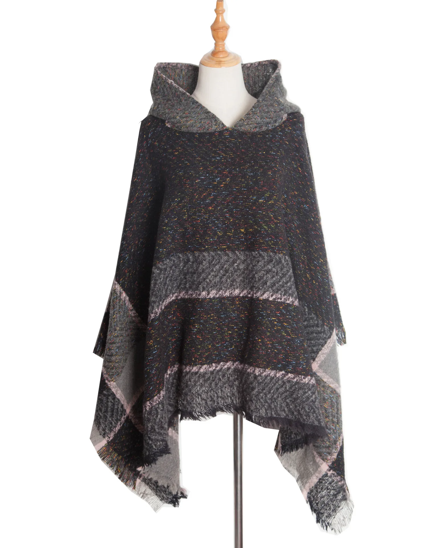 Poncho-capuche-avec-motif-ar-te-de-poisson-pour-femme-cape-pull-capes ...